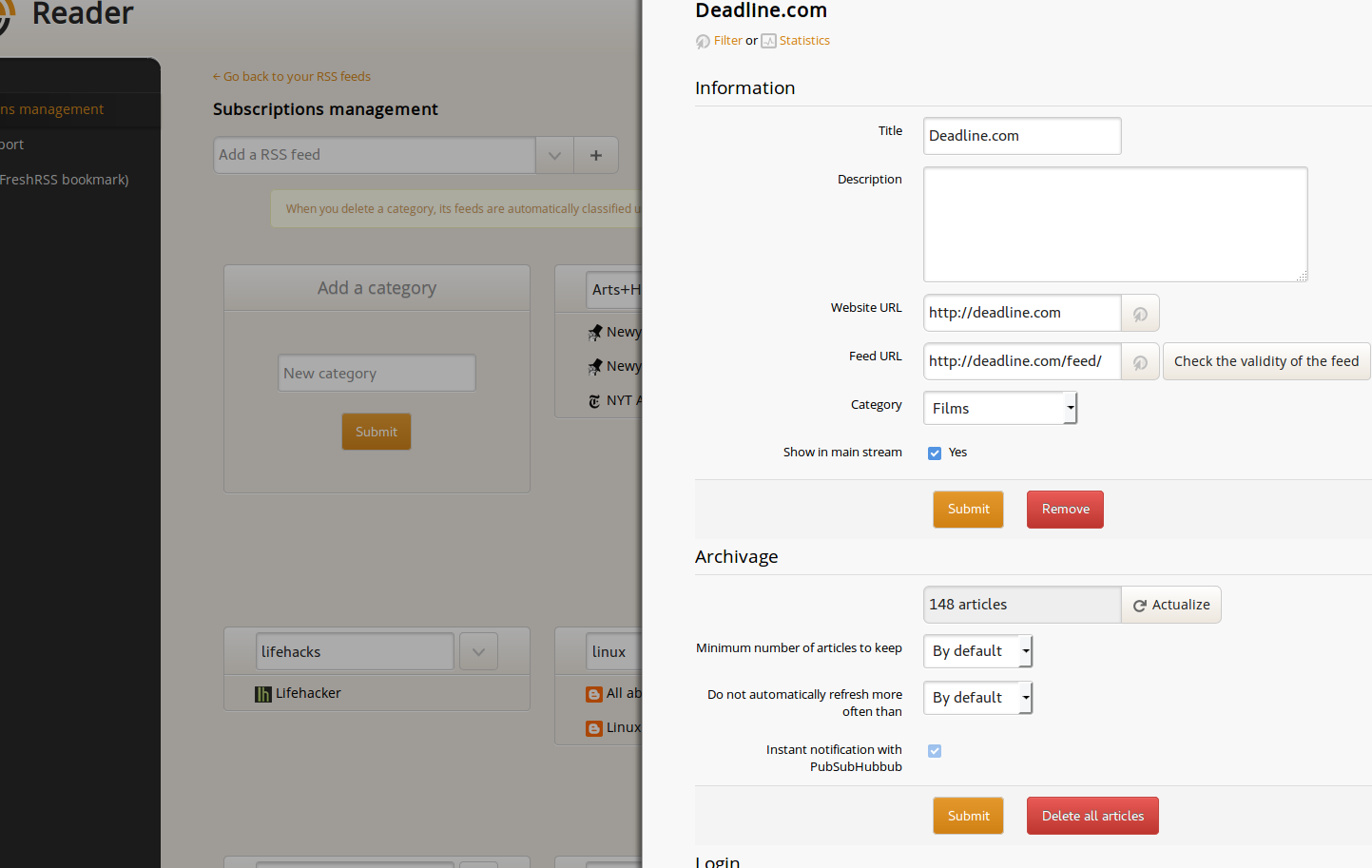FreshRSS - reigniting the RSS love - Self-Hosted Web